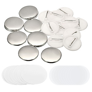 PATIKIL 0.98inch Button Parts, Blank Button Making Supplies,10Pcs Round Badge Parts DIY Pin Maker Kit for Button Maker Machine with Metal Cover Plastic Base, Film and Blank Paper