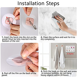 evron 304 Stainless Steel Wall Hooks, Self Adhesive Utility Hooks for Hanging Heavy Duty 30lbs (6Pcs Pink, Diamond)