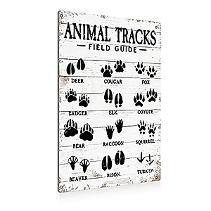 Animal Tracks Field Guide Sign Metal Tin Sign Wall Art Decor Farmhouse Home Rustic Decor Gifts - 8x12 Inch