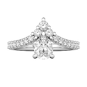Sterling Silver Princess Crown Pear Shape Simulated Diamond Engagement Ring Queen Vintage Promise Bridal Ring (7)