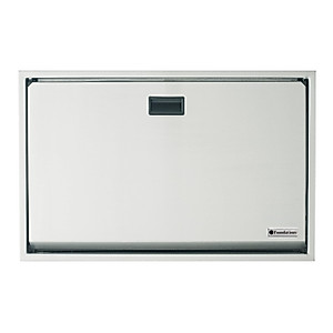 Foundations 100SS-R Premier Stainless Steel Horizontal Baby Diaper Changing Station with Recessed Mount, Heavy Duty Steel Hinges, One Handed Adjustable Safety Belt