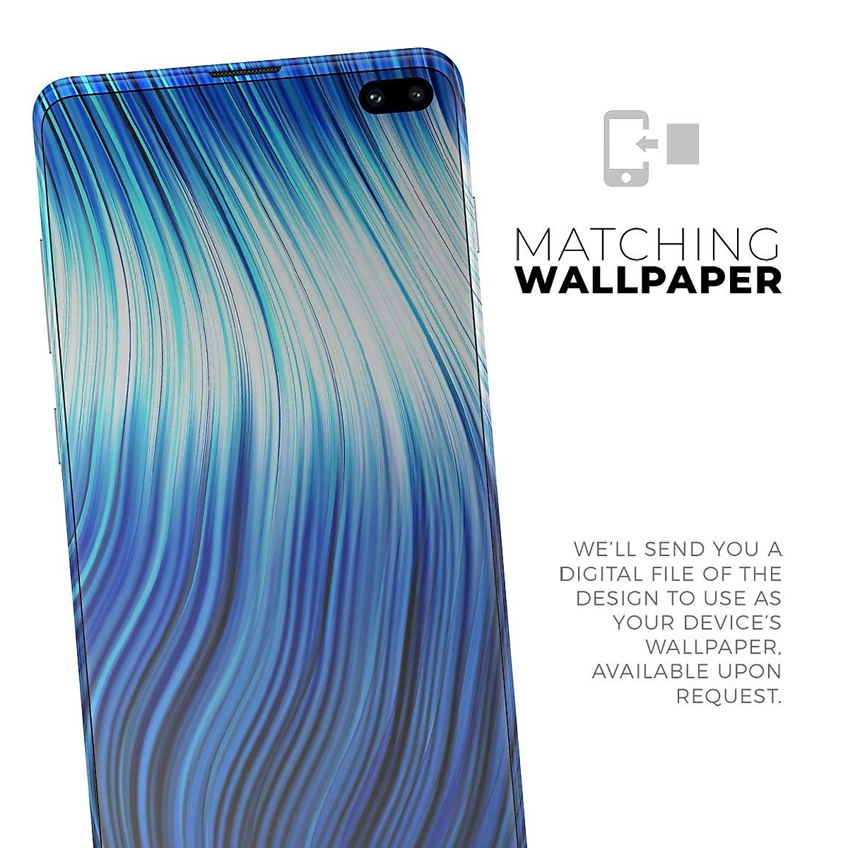 DesignSkinz Blue Vector Swirly HD Strands Protective Vinyl Decal Wrap Skin Cover Compatible with The Samsung Galaxy S20 (Screen Trim & Back Glass Skin)