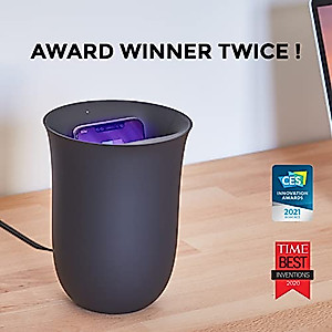 Lexon OBLIO Wireless Phone Charger with UV Light Sanitizer, QI Certified Fast Charging Station 10W and clinically Proven Cell Phone Cleaner, Compatible with iPhone & Android, Unique Design - Gold