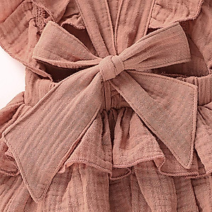 Douhoow Newborn Baby Girls Ruffle Romper Jumpsuit Bodysuit Baby Girl Summer Clothes Outfits (Khaki, 0-3 Months)