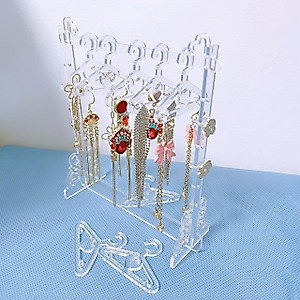 XINZHIDA Earring Holder Organizer, Earring Hanger Rack with 8 Mini Hangers, Acrylic Clothing Rack Jewelry Display Stand, Ear Studs Dangle Earrings Hanging Earring Holder, Clear
