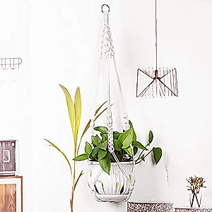 VISEMAN Macrame Plant Hanger-Outdoor Indoor Hanging Planter Holder/Hanging Basket Flower Hangers Cotton Rope with Bead for Home Decor