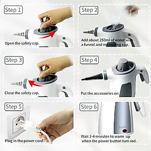 Steamer for Cleaning, Handheld Steam Cleaner, Handheld Pressurized Steamer Cleaners with 9-Piece Accessories for Stain Removal, Car Seats