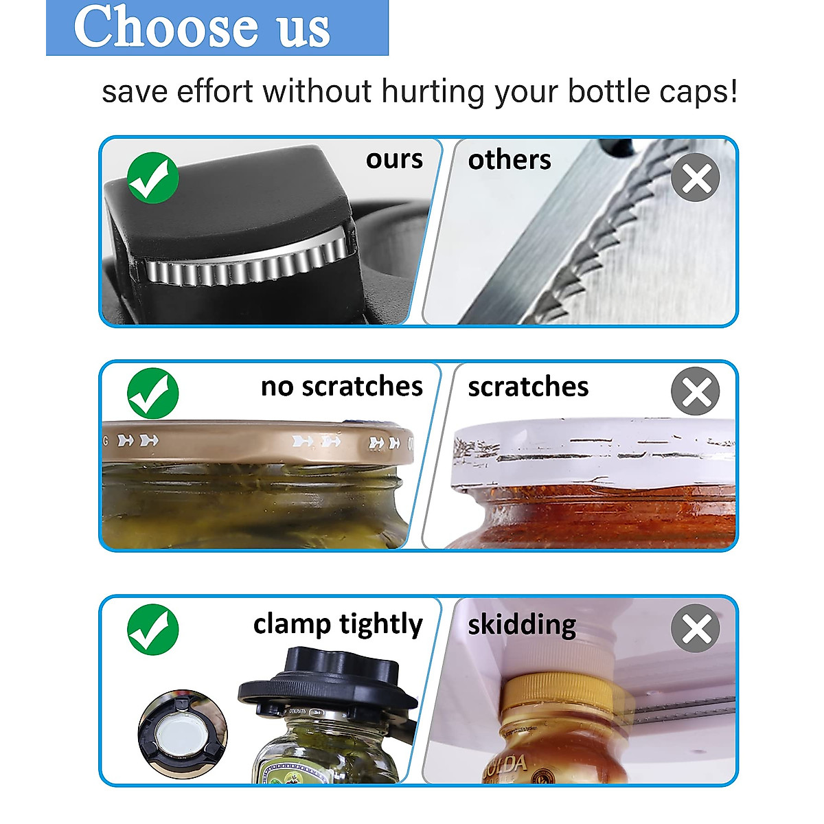 2023 Jar Opener for Seniorsor Arthritis Weak Hands, Effortless Jar Lid Opener for Kitchen, 3-in-1 Multifunctional Bottle Opener Opens Pop-Top Cans Beer Bottles Soda Cans