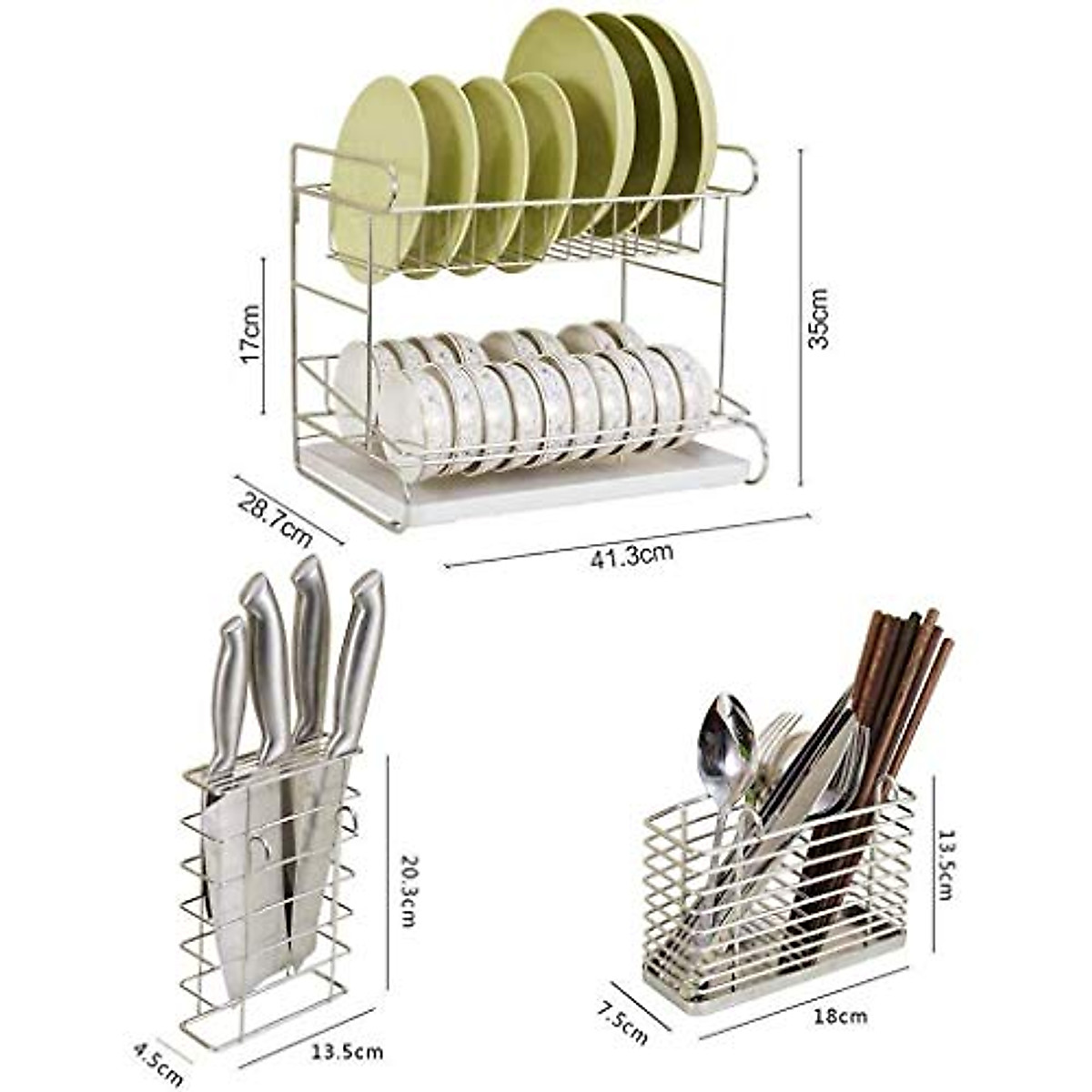 SDGH Stainless Steel Dish Rack - Double Dish Rack Kitchen Rack Storage 41.3x28.7x35cm(LxWxH)