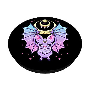 Kawaii Pastel Goth Cute Creepy Crescent Moon Bat PopSockets Swappable PopGrip
