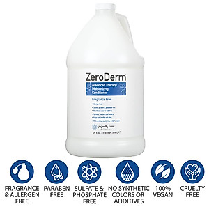 Ginger Lily Farms Botanicals ZeroDerm Advanced Therapy Moisturizing Conditioner for All Hair Types, 100% Vegan, Cruelty and Fragrance Free, 1 Gallon Refill, White, Unscented, 128 Fl Oz