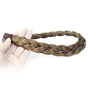 DIGUAN Synthetic Hair Braided Headband Classic Chunky Wide Plaited Braids Elastic Stretch Hairpiece Women Girl Beauty accessory, 55g aHairBeauty (#Caramel Blonde)