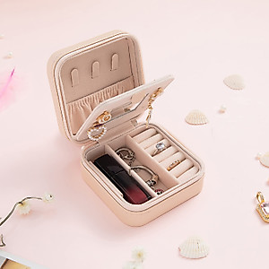 KElofoN Travel jewelry case Travel jewelry box Travel Jewelry Organizer Small Jewelry Organizer Box for Girls Women with Mirror