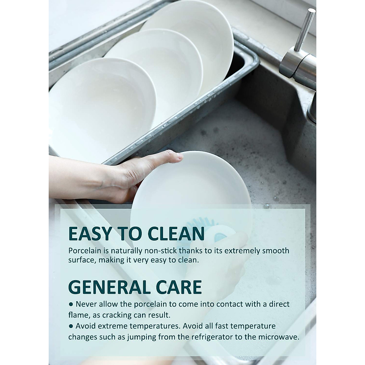 Teocera Pasta Bowls, Salad Serving Bowls Set, Wide and Shallow, 22 Ounce Porcelain Bowl, Microwave and Dishwasher Safe - Set of 6, White