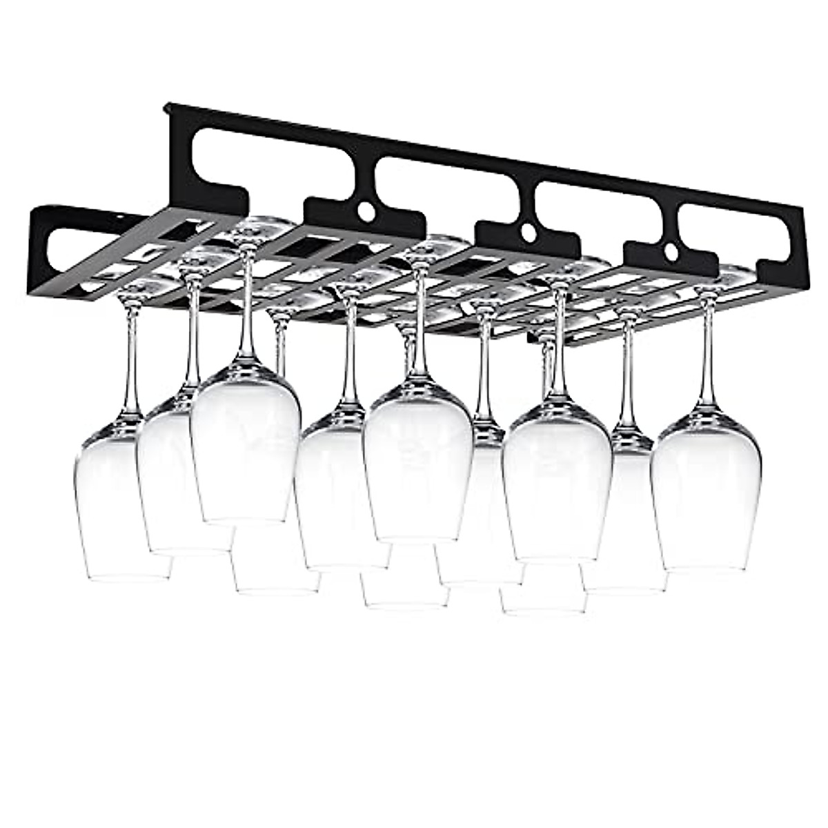 CUKE2BEET Wine Glass Rack Under Shelf, Wine Glasses Holder Under Cabinet Stemware Rack, Wine Glass Hanger Rack Wine Glass Drying Storage Hanger for Cabinet Kitchen Bar