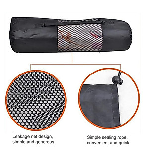 Roadoor Yoga Mat Bag for 1/2Inch Yoga Mat, Gym Fitness Yoga Blanket Carrying Drawstring Pouch Mesh Net with Adjustable Strap 1pcs Black