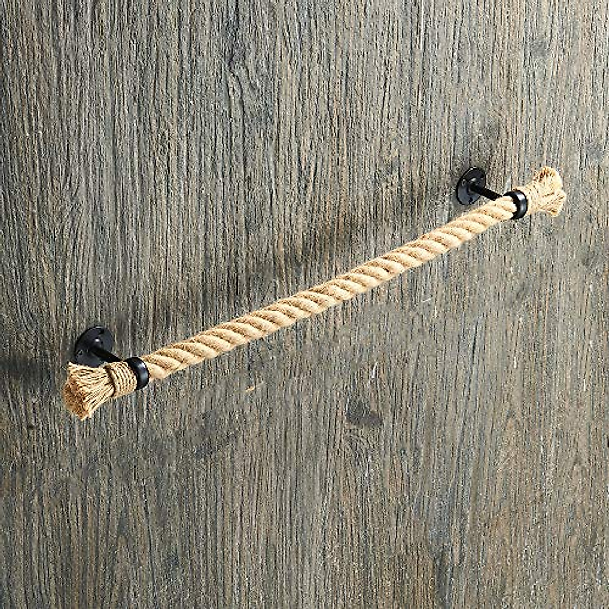 YJ YANJUN Nautical Towel Bar Black Nautical Accessories for Bathroom Nautical Bathroom Decor Rope Towel Racks for Bathroom Wall Mounted