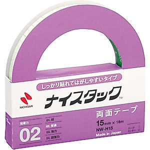 Nichiban NW-H15 Double-Sided Tape Nystack (Firmly Stick and Easy to Remove), 0.6 inches (15 mm) x 6.1 ft (18 m)