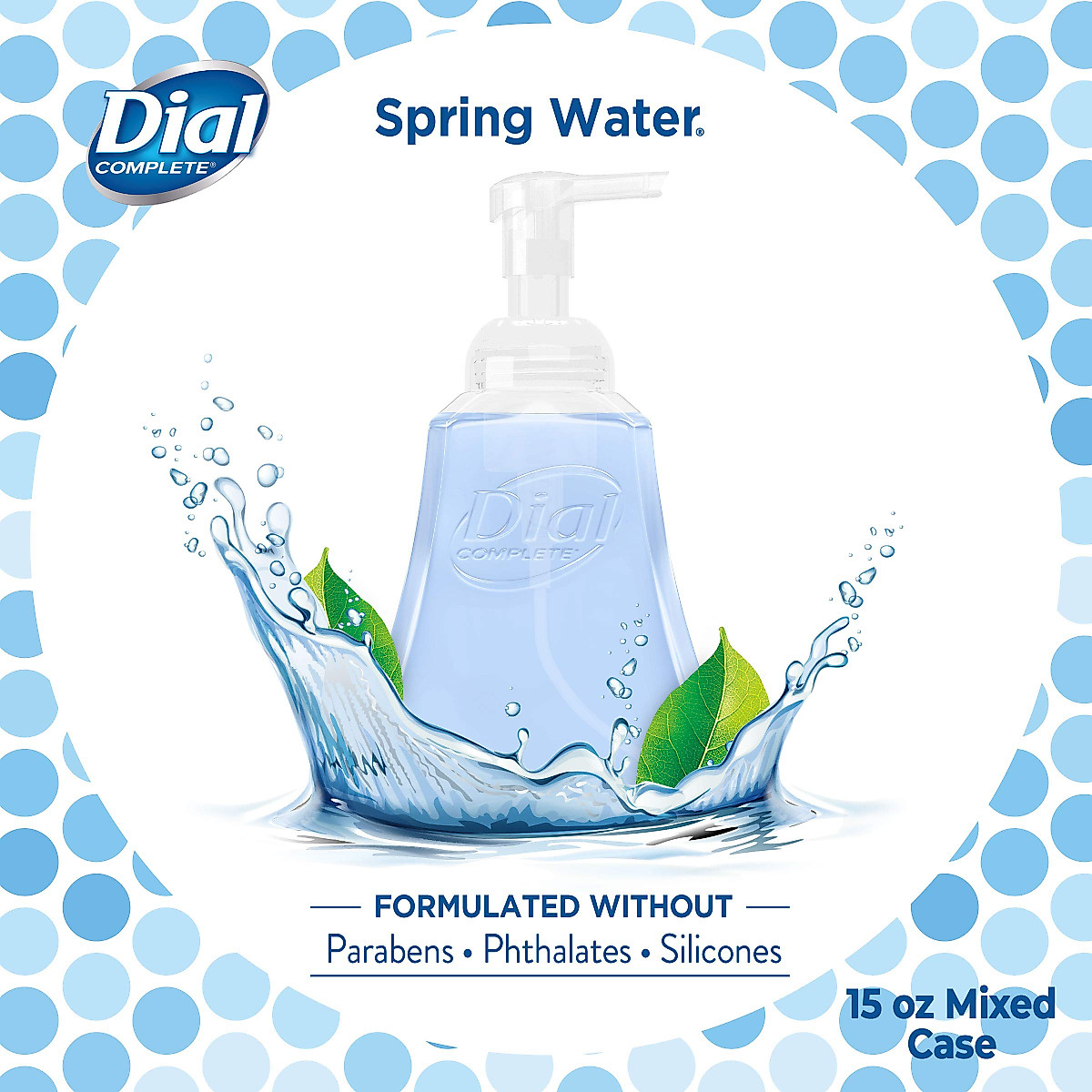 Dial Complete Anti-bacterial Foaming Hand Wash, 60 oz of Foaming Hand Soap. 2-scent Variety Pack Spring Water/Pear, 15 Fluid Ounces each (4 pack)