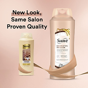 Suave Professionals Damage Repair Shampoo + Conditioner Coconut Oil, 28 Fl Oz (Pack of 4)