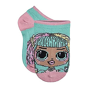 L.O.L. Surprise! Girl's 6-Pack OMG Check it Out No Show Socks, Blue, 6-8