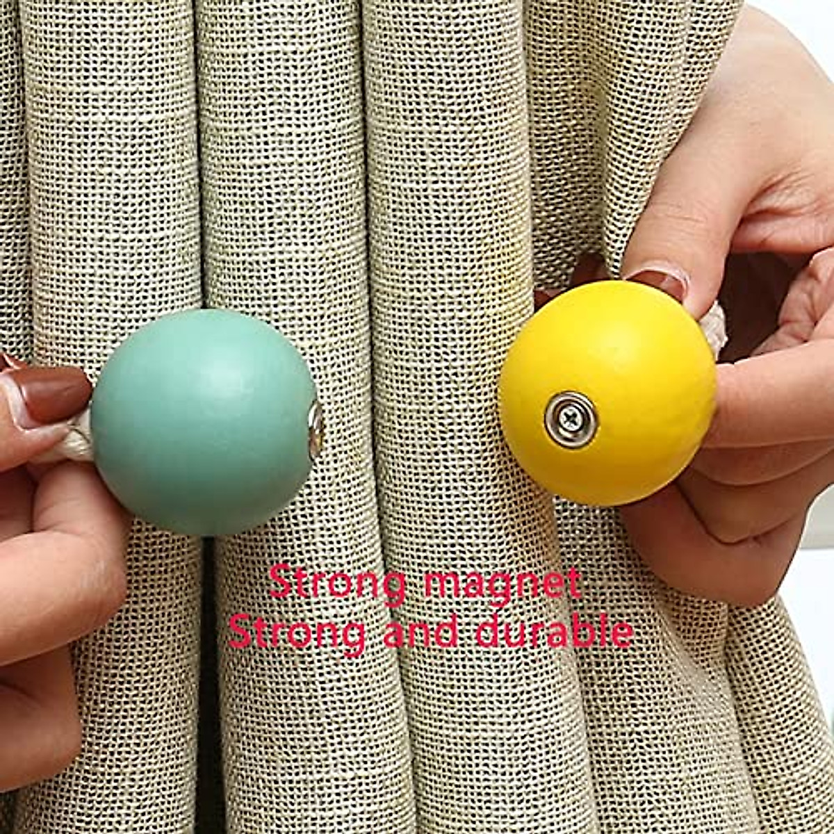 BAMFY 2 Pcs Magnetic Curtain Tiebacks Handmade Rope Holdback Curtain Tie Backs for Living Room, Kitchen, Dining Room, Outdoor, Bedroom, Bathroom (Color : B)