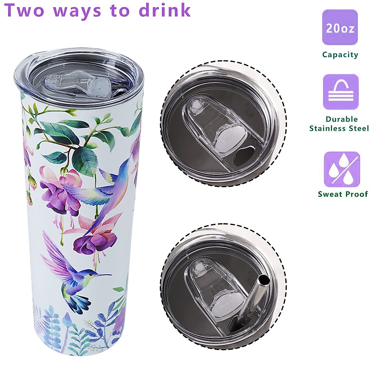 Mofvugz Hummingbird Tumbler-Hummingbird Gifts for Women,Bird gifts for Bird Lovers Women,Bird Watching Gifts-Hummingbird Decor-Gift Ideas,for Women-Hummingbirds Floral