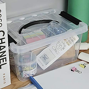 Obstnny 6 Quart Stackable Clear Plastic Storage Bins with Lids, Multi-purpose Organizing Boxes, 2 Packs