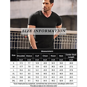 COOFANDY Men's Muscle T Shirts Stretch Short Sleeve V Neck Bodybuilding Workout Tee Shirts