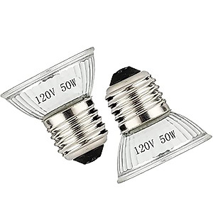 4-Pack 50W UVA+UVB Bulbs | Heat and Light for Reptiles and Amphibian Tanks, Terrariums and Cages | E27 Lamp Works with Various Lamp Fixtures