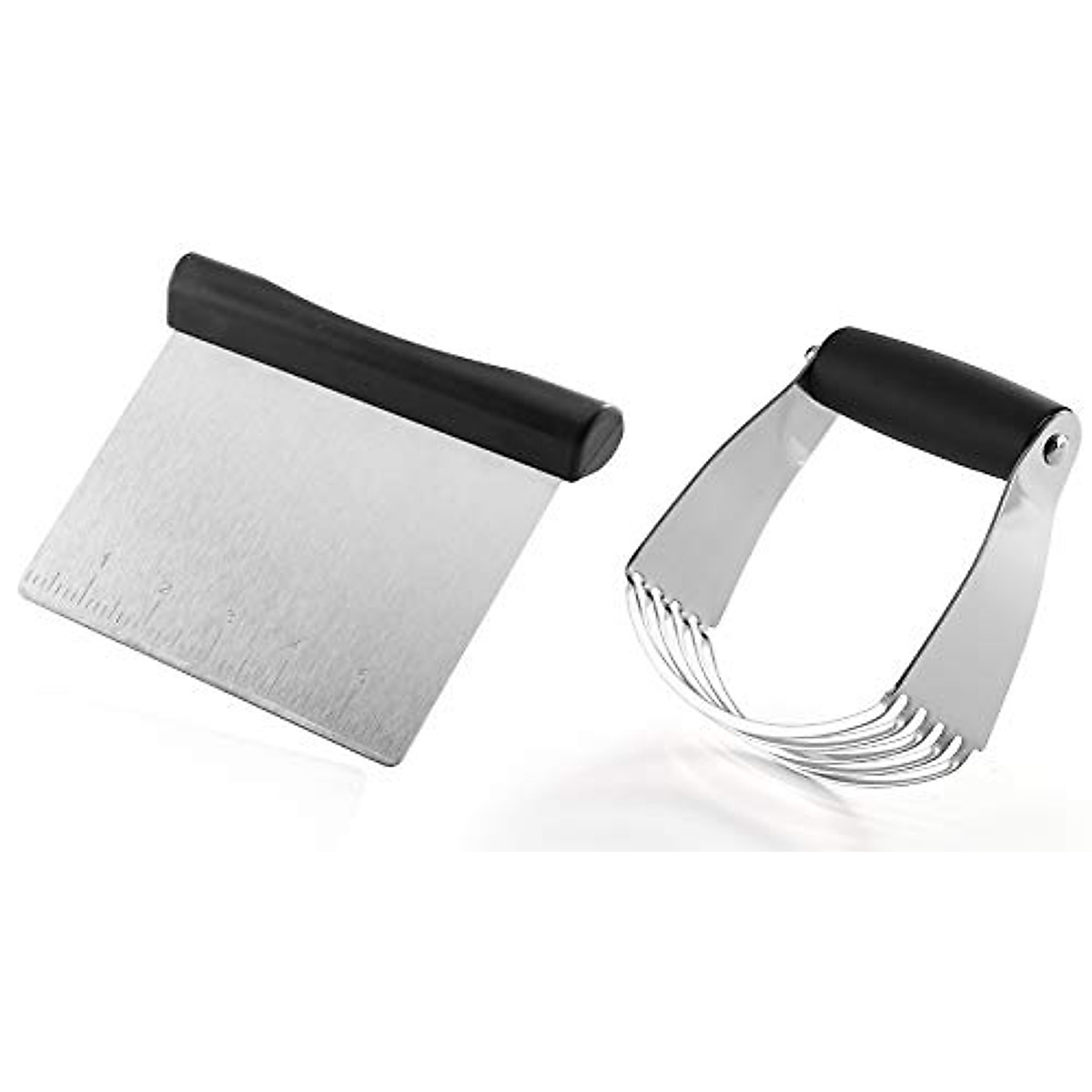 Spring Chef - Dough Blender and Pastry Cutter, Stainless Steel Nut, Pie, Pastry and Dough Cutter and Scraper, Multipurpose Baking Tools with Soft Grip Handles, Black