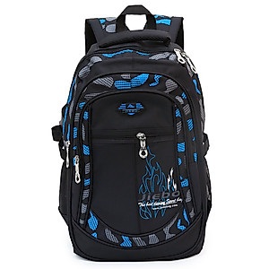 Backpack Boys Elementary School Bookbag Durable Heavy Duty Student Teenage Sturdy Kids Travel Waterproof Big (Blue) Large