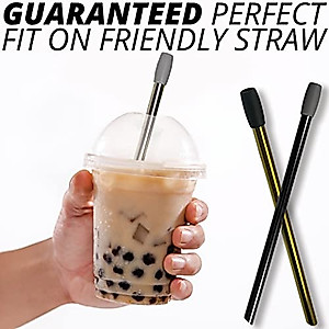 Friendly Straw 6 Pack Metal Straw Covers, Silicone Tips for .5" Wide Boba Stainless Steel Metal Straws (Dark Colors)