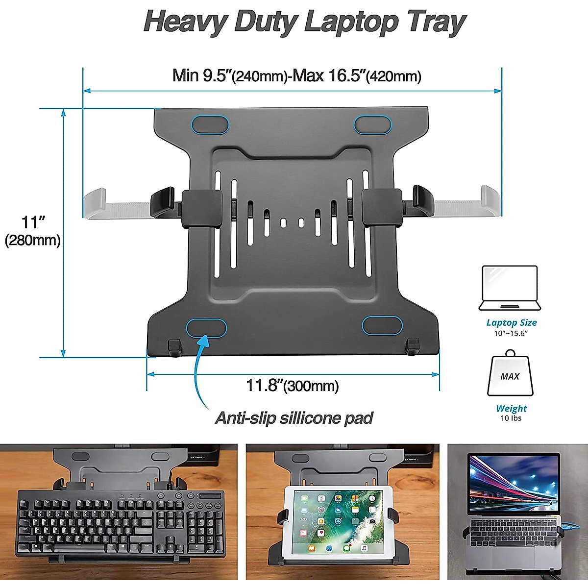 AVLT Laptop and Monitor Arm Tall Pole - Mount 15.6" Notebook and 32" Monitor on 2 Full Motion Adjustable Arms - Organize Your Work Surface with VESA Monitor Desk Mount