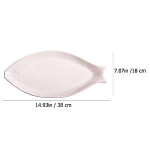 Cabilock Ceramic Fish Platter Food Trays Oval Dinner Plate Appetizer Serving Tray Snack Storage Dish for Kitchen Home Sushi Cheese Dessert White