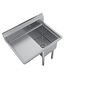 Elkay Dependabilt Stainless Steel 36-1/2" x 25-13/16" x 43-3/4" 16 Gauge One Compartment Sink w/ 18" Left Drainboard and Stainless Steel Legs