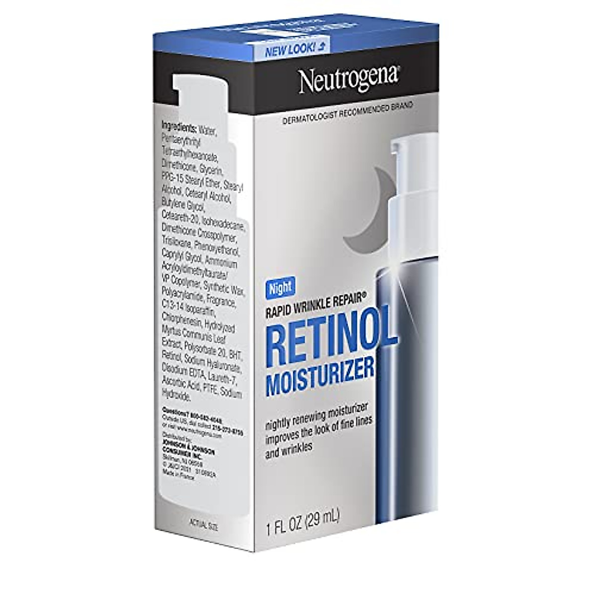 Neutrogena Rapid Wrinkle Repair Retinol Anti-Wrinkle Night Moisturizer Cream, Anti-Wrinkle Face & Neck Cream Moisturizer with Hyaluronic Acid & Retinol, Paraben-Free, 1 fl. oz