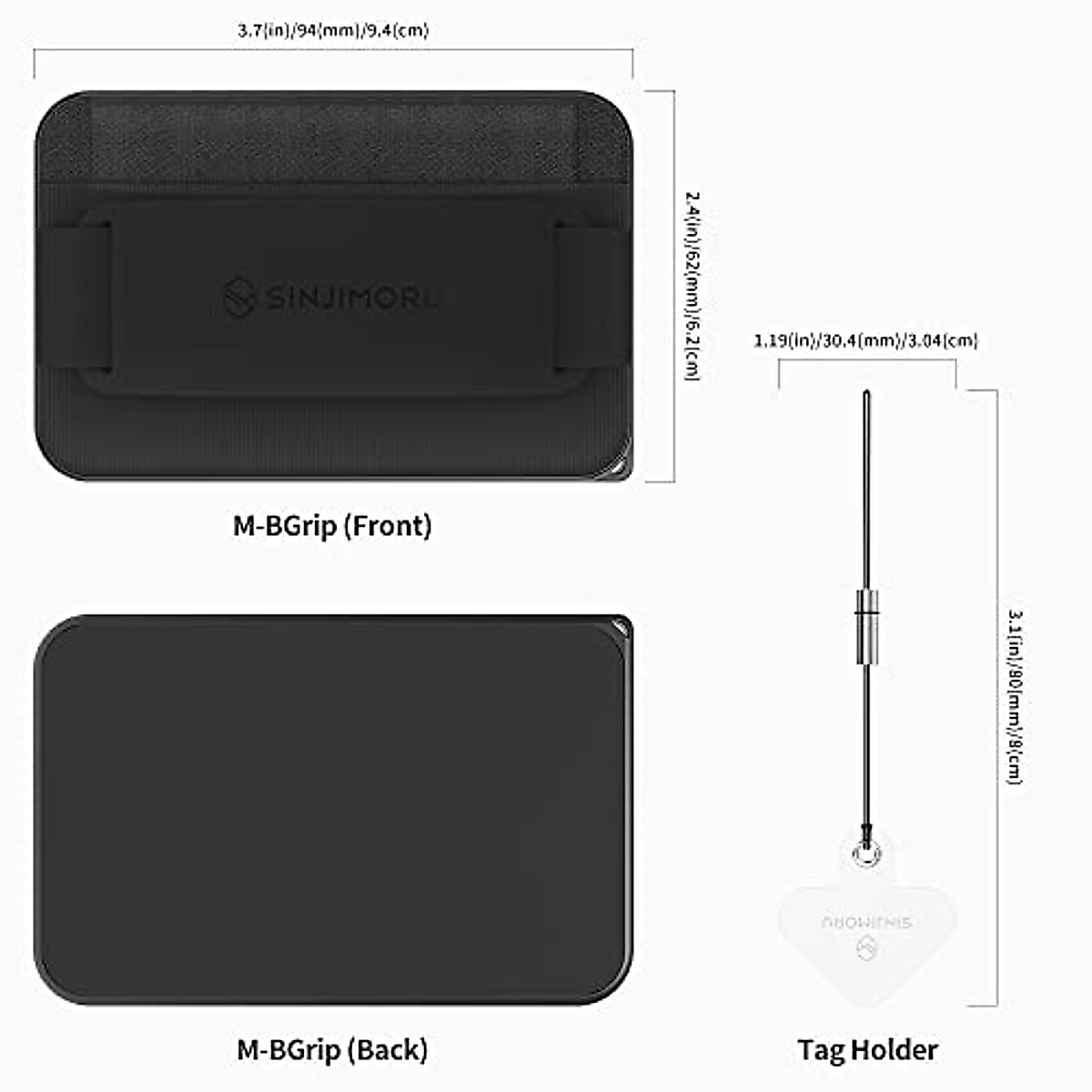 3 in 1 Magnetic Card Holder, Sinjimoru Magnetic Wallet for MagSafe as Cell Phone Wallet Stick On with Phone Grip Holder & Mobile Phone Kickstand iPhone 15 14 13 12 Series. M-BGrip Black