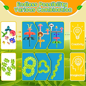 Kreadns Toys for Toddler Girls 2 3 4 Year Old, Flower Garden Building Toys Set, Gardening Pretend Toy, Creativity Stacking Block Games for Age 3+ yr Kids