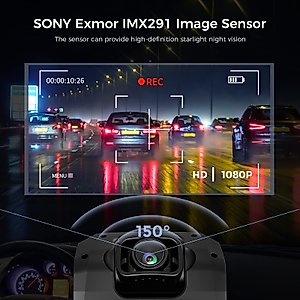 NEZINI Car Dash Cam, Dashboard Camera Recorder with 32GB Memory Card, FHD 1080P, 3" LCD Screen, Driving Recorder with Sony Video Sensor, Parking Mode, 150° Angle, Loop Recording, Night Vision, WDR
