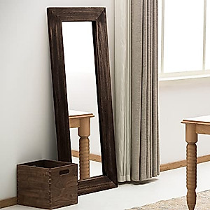 MAXYOYO Rustic Wood Floor Mirror Full Length, 63 x 24 Wall Mirror for Bathroom, Large Mirror Full Body Dressing Mirror for Living Room, Bedroom, Leaning Against Wall/Wall-Mounted Mirror