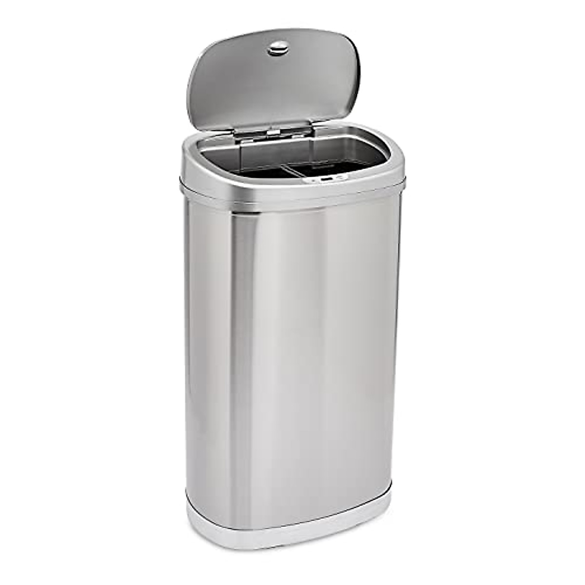 Amazon Basics Automatic Hands-Free Stainless Steel Trash Can - 50-Liter, 2 Bins