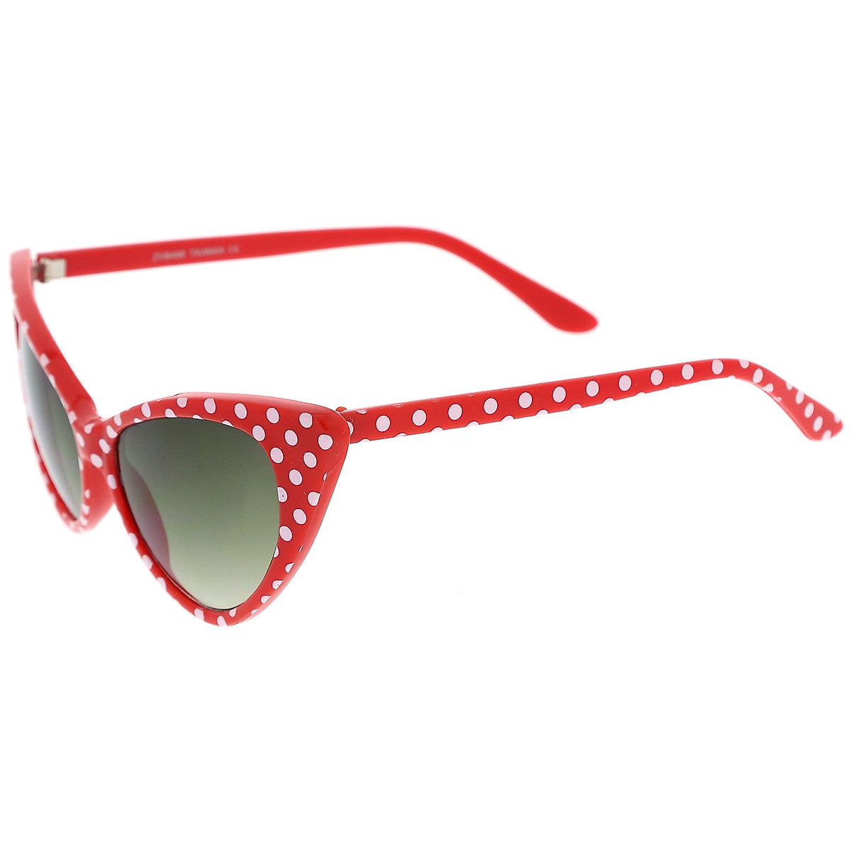 zeroUV - Polka Dot Cat Eye Womens Mod Fashion Super Cat Sunglasses (Red-White/Smoke Gradient)