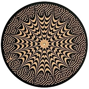 TazStudio Cork Turntable Mat for Better Sound Support on Vinyl LP Record Player - Original Geometric Design Mix Pattern [3mm thickness]-m1