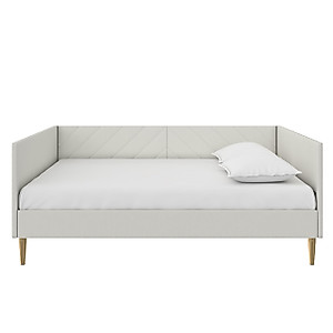 DHP Alicent Full Upholstered Daybed with Gold Metal Legs, Gray Linen