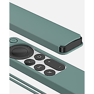 K TOMOTO Compatible with Apple TV 4K Siri Remote Case 2021, Silky-Soft Anti-Slip Protective Silicone Cover for Siri Remote Control 2nd Generation [Lanyard Included], Pine Green
