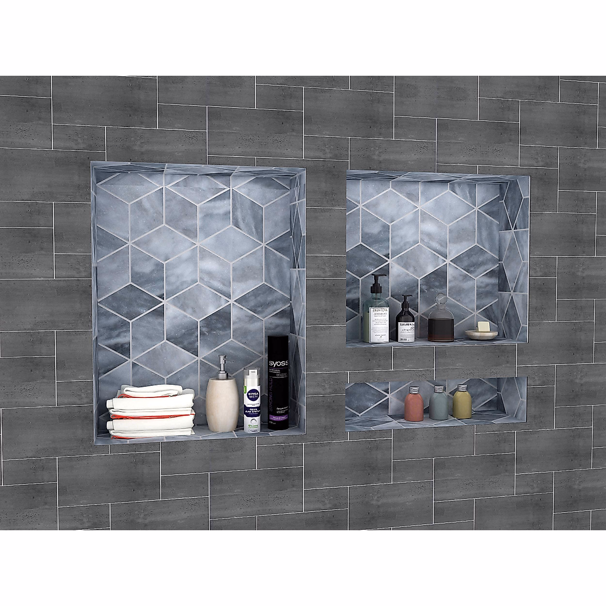 Shower Niche Recessed Shower Shelves, ABS Plastic Bathroom Shower Cube 32×20 inches, with Texture