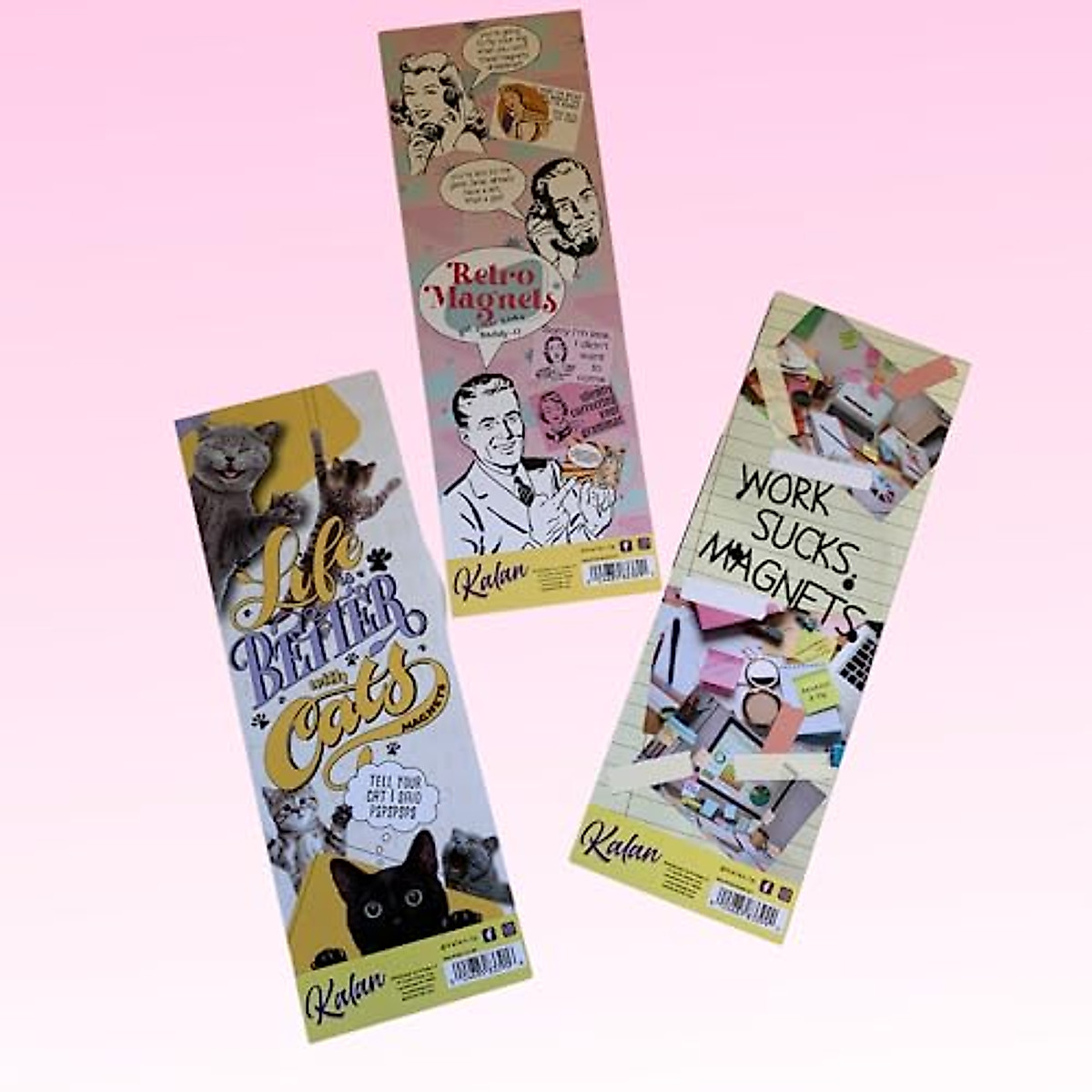 Funny Fridge Magnets for Home Decor - Magnet Set for Refrigerator, Dishwasher, Whiteboard, and Locker Accessories by Kalan - Retro Humor - 4-Pack