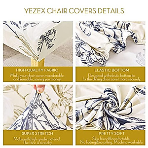 YEZEX Chair Covers for Dining Room Set of 2 Stretchable Washable Removable Kitchen Chair Slipcovers Protector for Dining Room, Hotel, Ceremony (Flower Shadow)