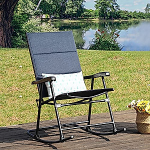 NATURAL EXPRESSIONS Folding Patio Rocking Chairs,Outdoor Oversized Textilene & 3D Mesh Fabric Rocker with High Back Hard Armrest,Portable Rocking Chair for Garden, Backyard, Porch, 300lb